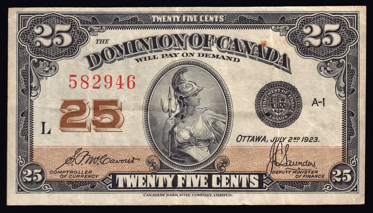 1923 Dominion of Canada 25 cents Shinplaster VF+ (DC24-c) – KC's ...